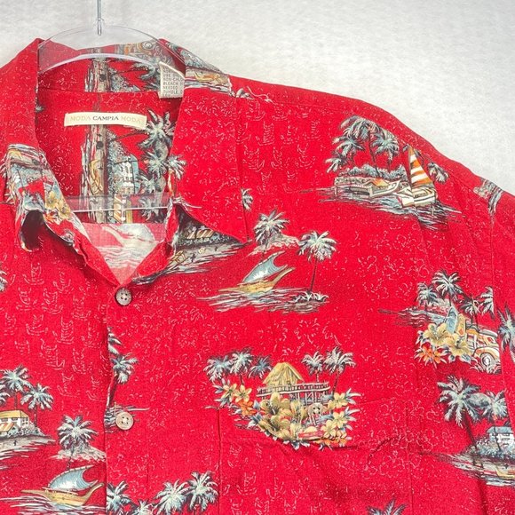 campia moda | Shirts | Vintage Campia Moda Mens Xl Red Hawaiian Shirt ...